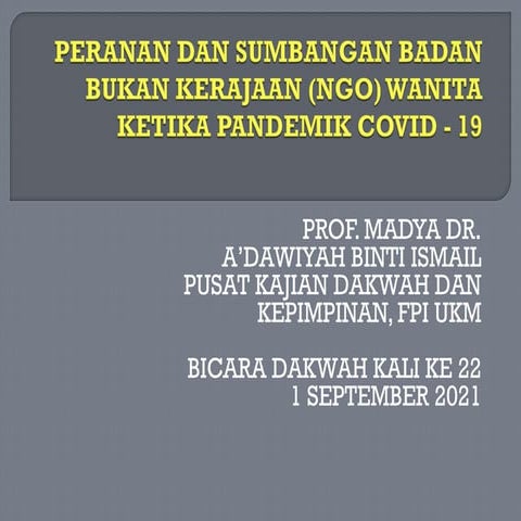 Peranan dan sumbangan NGO wanita sewaktu pandemik covid | PDF