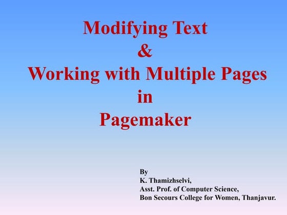 Adobe Pagemaker 7.0 | PPTX | Desktop Publishing | Computer Software and Applications