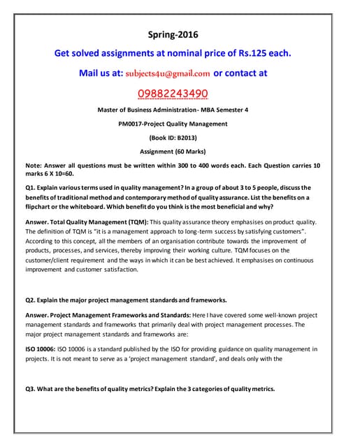 Pm 0017 – project quality management | PDF