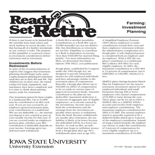 Ready Set Retire - Farming: Investment Planning - Iowa State ... | PDF