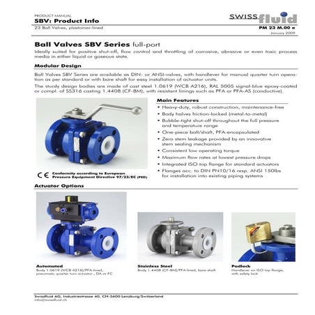 Swiss Fluid SBV Ball Valve | PDF