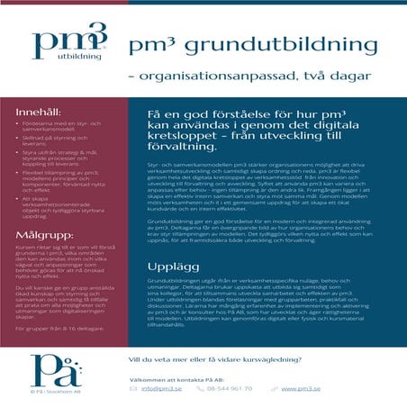 Grundutbildning pm3_objektledare_förvaltningsledare_2023 | PDF