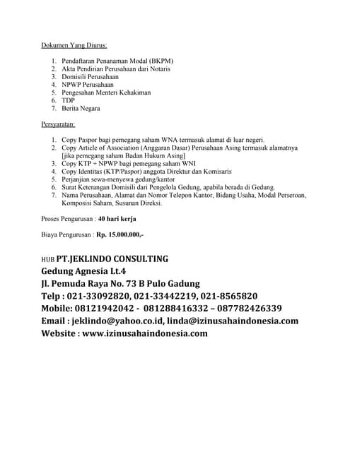 Urus izin usaha pma | DOCX