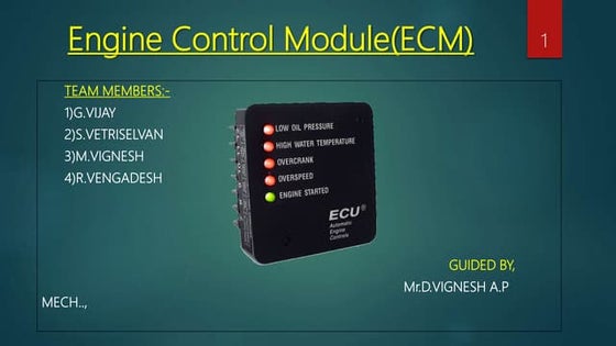 ECU ... Engine Control Unit .. Inputs & Outputs _ Explained | PPT