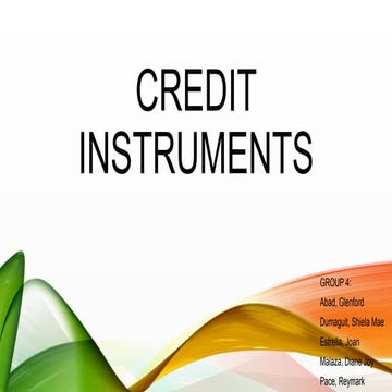 Principle of Money, Credit and Banking: Credit Instruments | PPT
