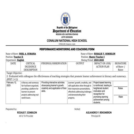 Pmcf Performance Monitoring And Coaching Form Docx