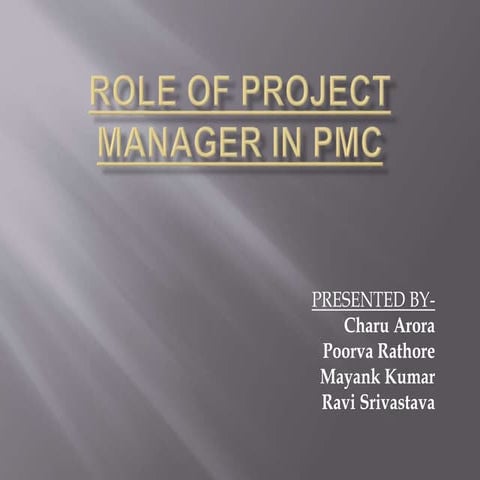 role of project manager in PMC | PPTX