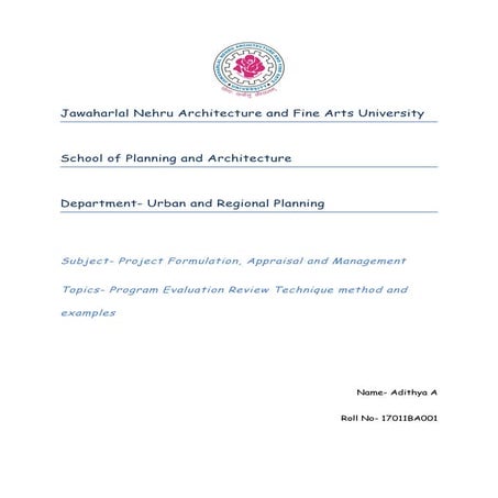 Program Evaluation Review Technique method and examples | DOCX