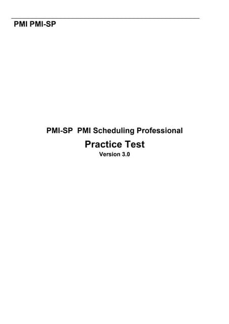 PMI-SP sample exam q and a for schedule exam | PDF