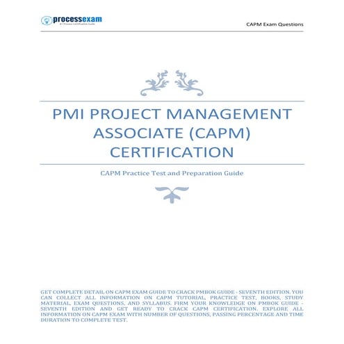 PMI Project Management Associate (CAPM) Certification | Study Guide | PDF