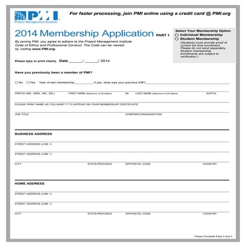 Pmi reg form | PDF