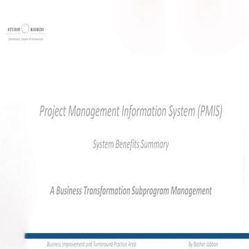 Project Management Information System (PMIS) - System Benefits Summary ...