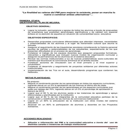 Modelo de plan de mejora | PDF