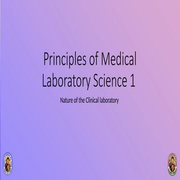 Principle of Medical Laboratory Science 1 | PPTX
