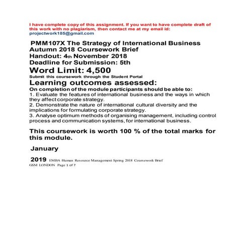 Pmm107x the strategy of international business coursework brief | PDF