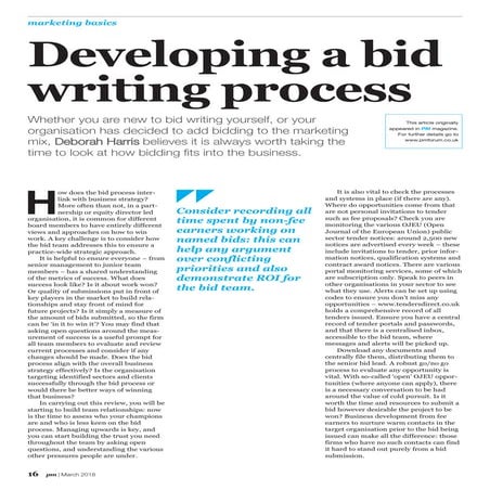 Developing a bid writing process for professional services | PDF