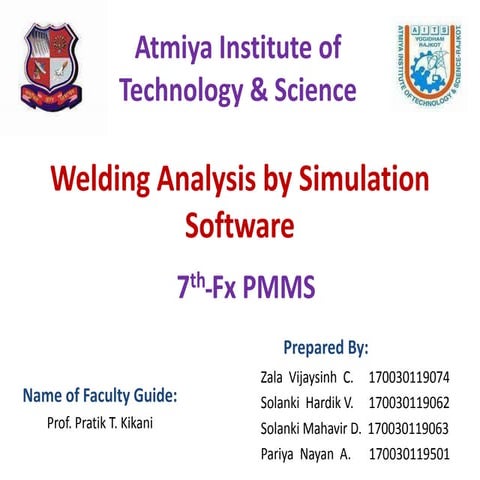 Welding Analysis By Simulation Software | PPTX