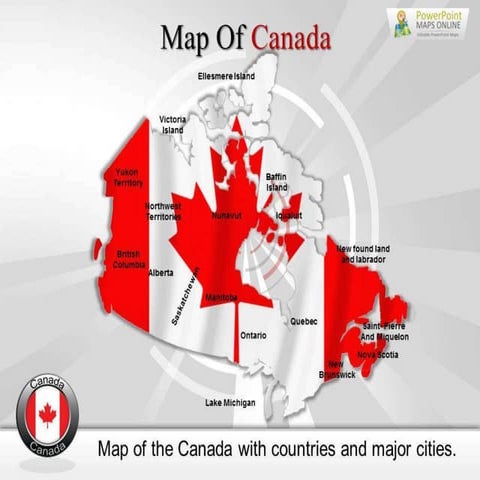 Stunning Map Of Canada For Presentation | PPTX