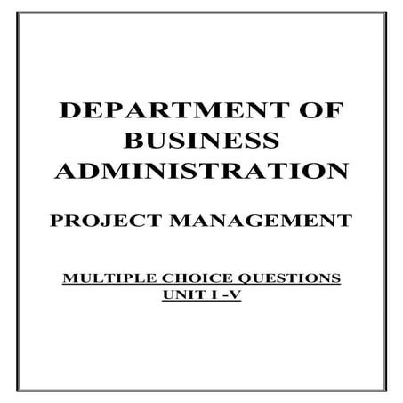 Project Management Multiple Choice Questions | DOCX