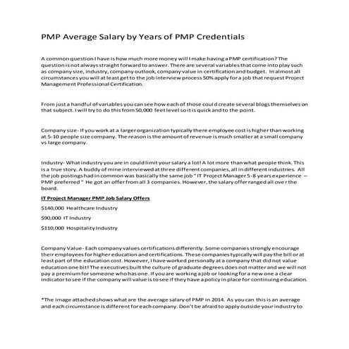 Pmp average salary by years of pmp credentials blog | DOCX