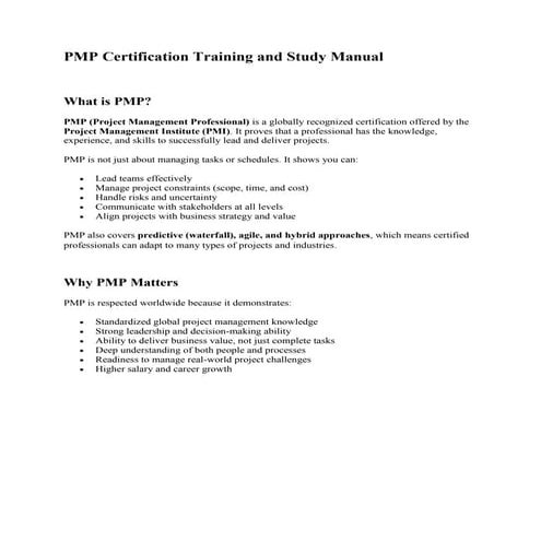 PMP Examination Content Outline | PDF