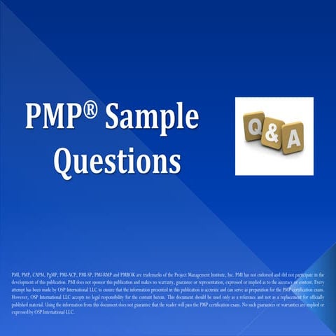 PMP Exam Sample Questions | PDF | Educational Assessment | Education
