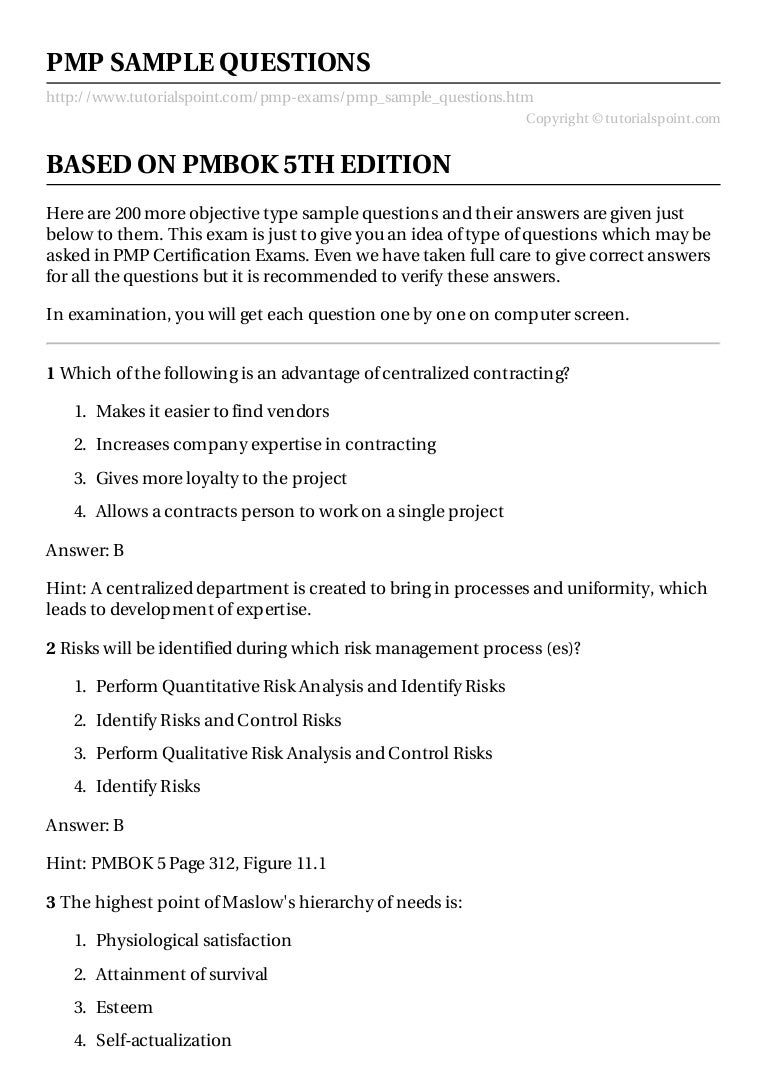 Pmp Sample Questions pmp-sample-questions