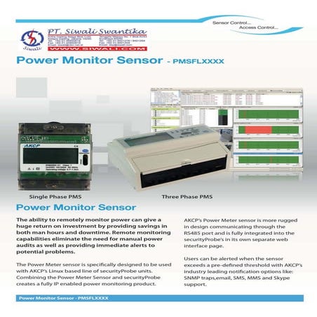 Brosur AKCP Power Monitor Sensor - PMSFLXXXX | PDF