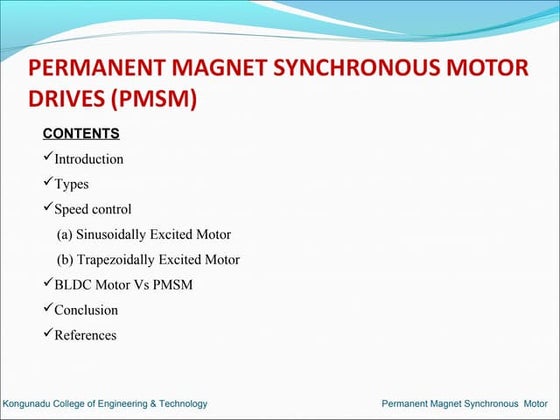 Permanent magnet synchronous motor and its working | PPT