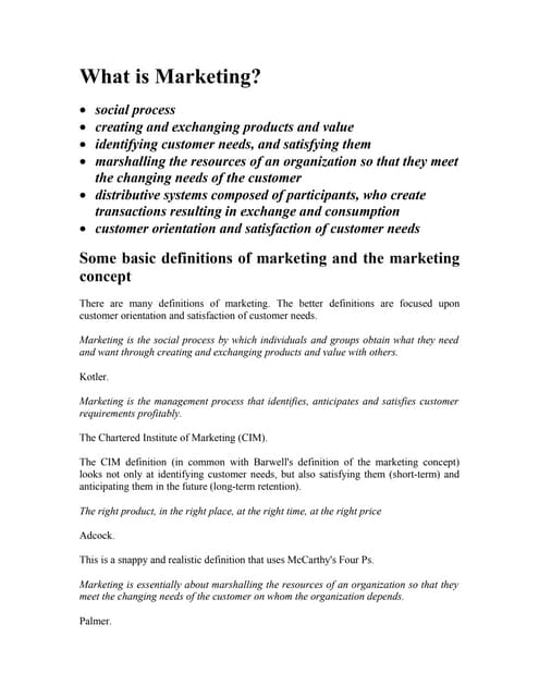 Principles of Marketing Chapter 1 | PPT
