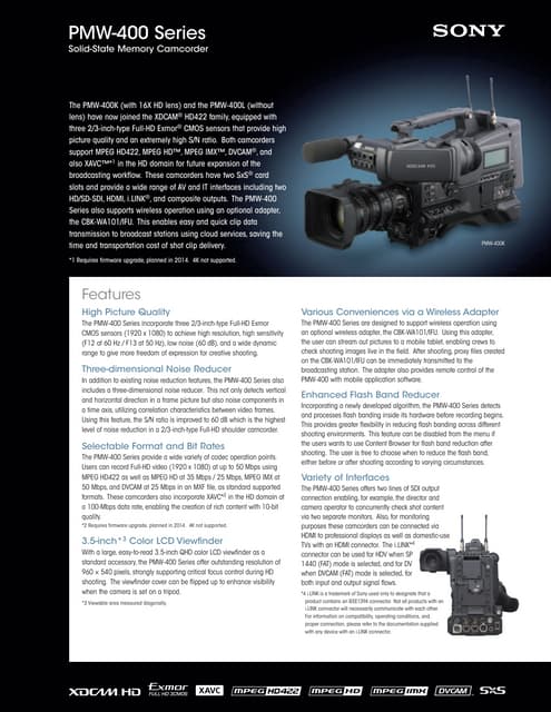Sony PMW-F3L | PDF | Cameras and Camcorders | Consumer Electronics
