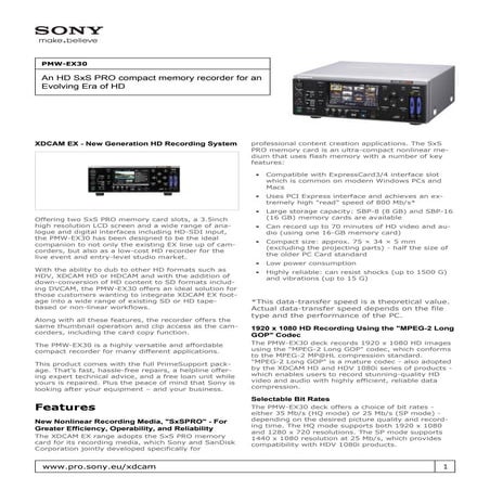 Sony PMW-EX30 | PDF