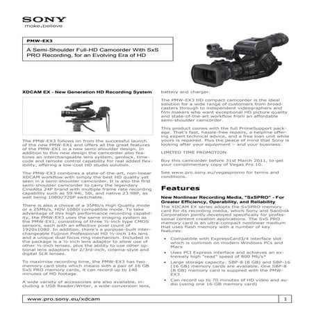 Sony PMW-EX3 Manual | PDF | Cameras and Camcorders | Consumer Electronics