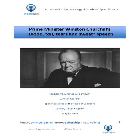 PM Winston Churchill "Blood, toil, tears & sweat" speech | PDF