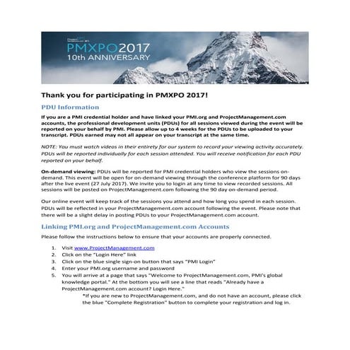 Pmxpo 2017 pdu_information_1696188 | PDF