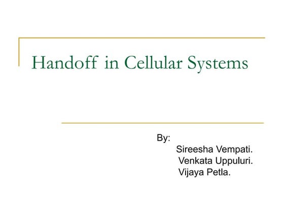 Handoff and its type | PPTX | Computer Networking | Computing