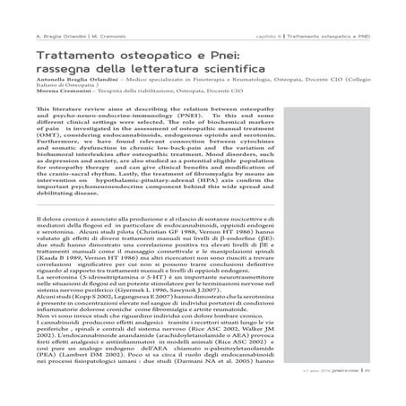 Trattamento osteopatico e Pnei: rassegna della letteratura scientifica ...