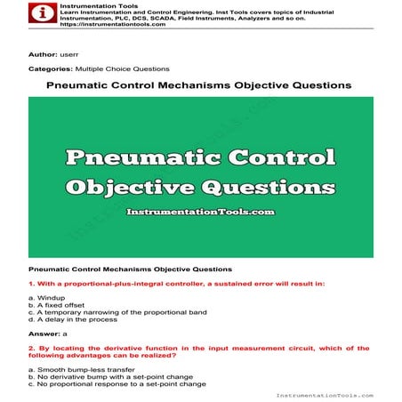 Pneumatic control MCQ | PDF