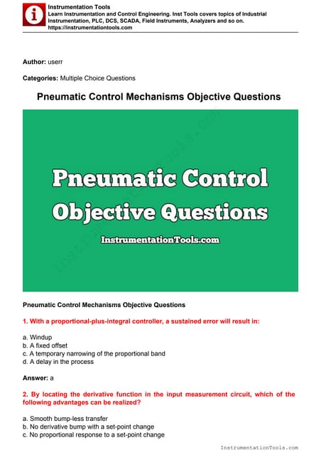 Process control MCQ | PDF | Mechanical and Industrial Engineering ...
