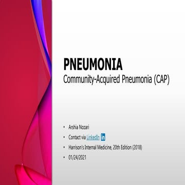 Pneumonia - Community Acquired Pneumonia (CAP) | PDF