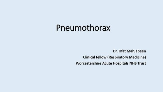 Pneumothorax PPT | PPTX