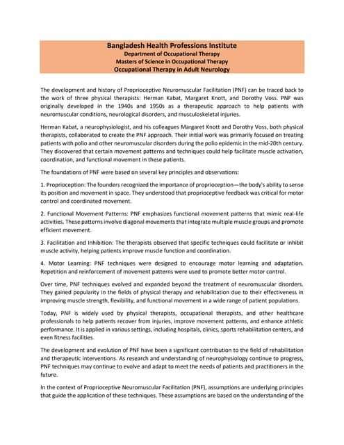 Proprioceptive neuromuscular facilitation | PPTX