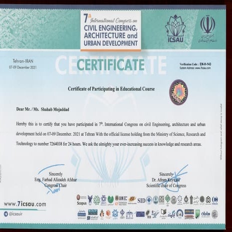 7th international Congress On Civil Engineering, Architecture and Urben Development | PPT