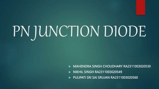 Pn junction diode class 12 investegatory project | PPT | Physics | Science