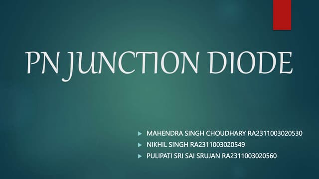 Pn junction diode class 12 investegatory project | PPT