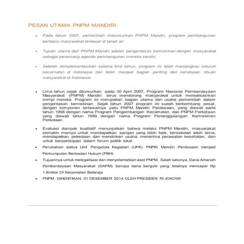 Pnpm mandiri pedesaan | DOCX