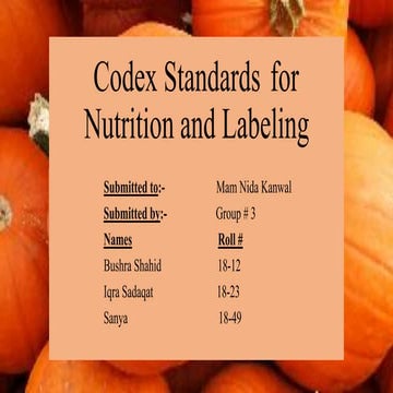 codex standard for nutrition and labelling | PDF