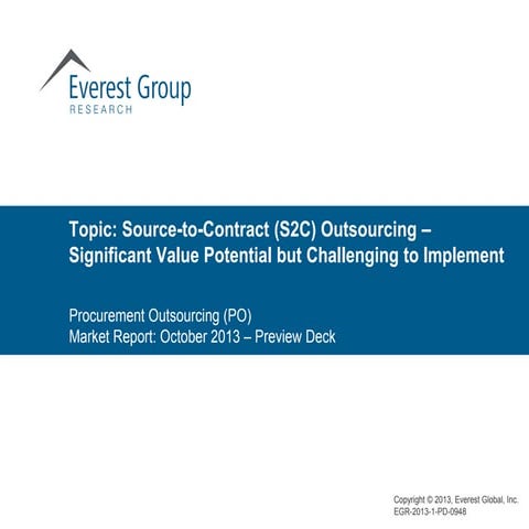 Source-to-Contract (S2C) Outsourcing – Significant Value Potential but Challenging to Implement ...