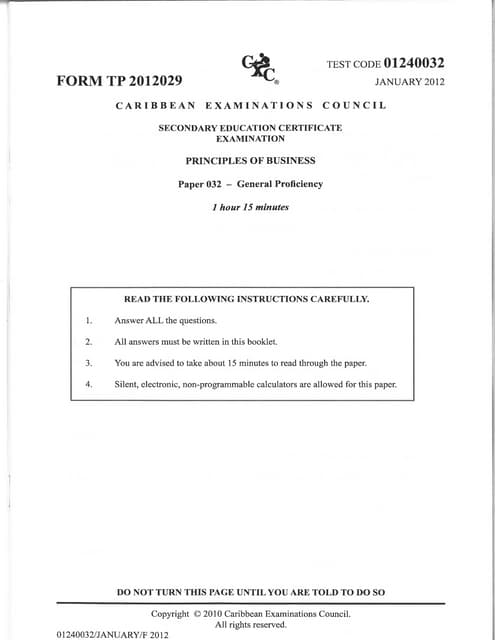 POB PAST PAPER | PDF