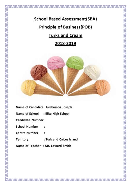 Cxc pob sba template with mark scheme | PDF | Business Administration ...